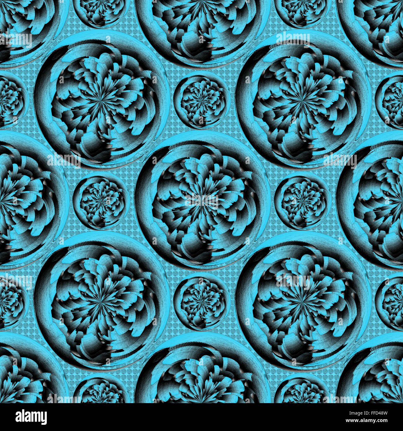 Turquoise pattern with tiled abstract three-dimensional structures ...