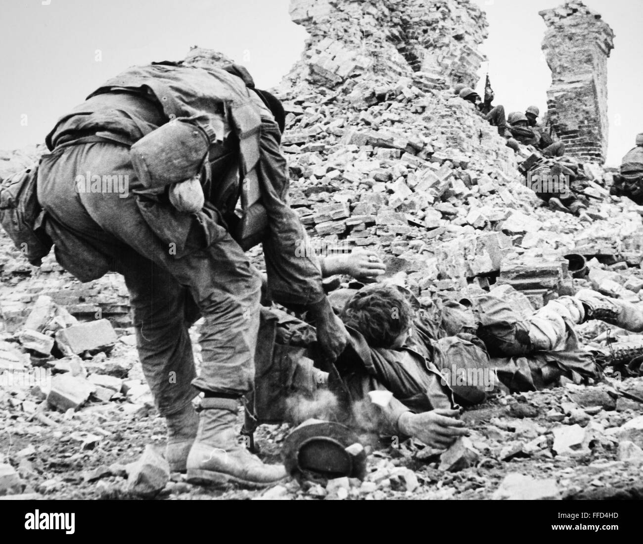 VIETNAM WAR: TET OFFENSIVE. /nA U.S. Marine drags a wounded comrade ...