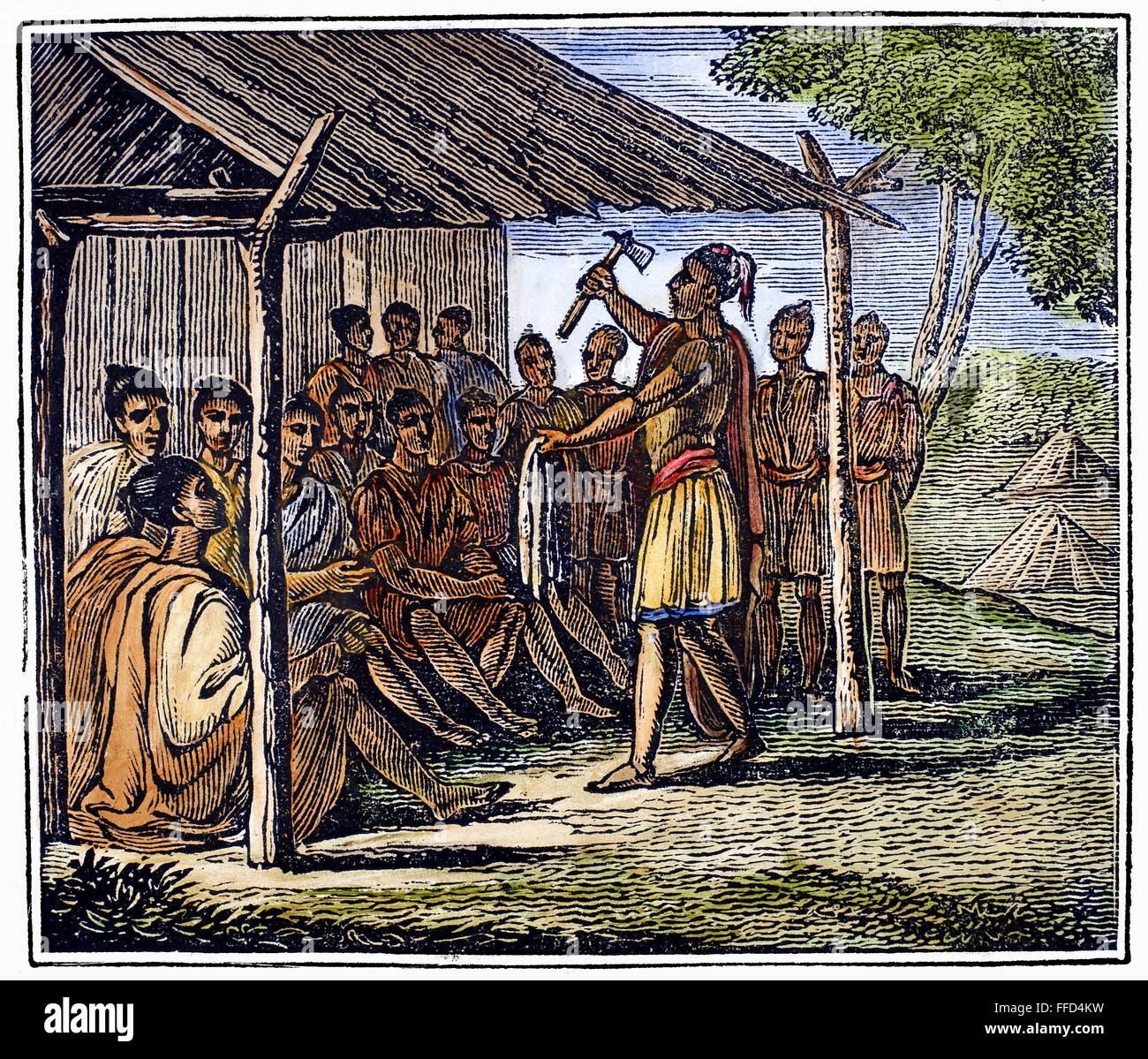 NATIVE AMERICAN COUNCIL, c1835. /nWood engraving, American, c1835 Stock ...