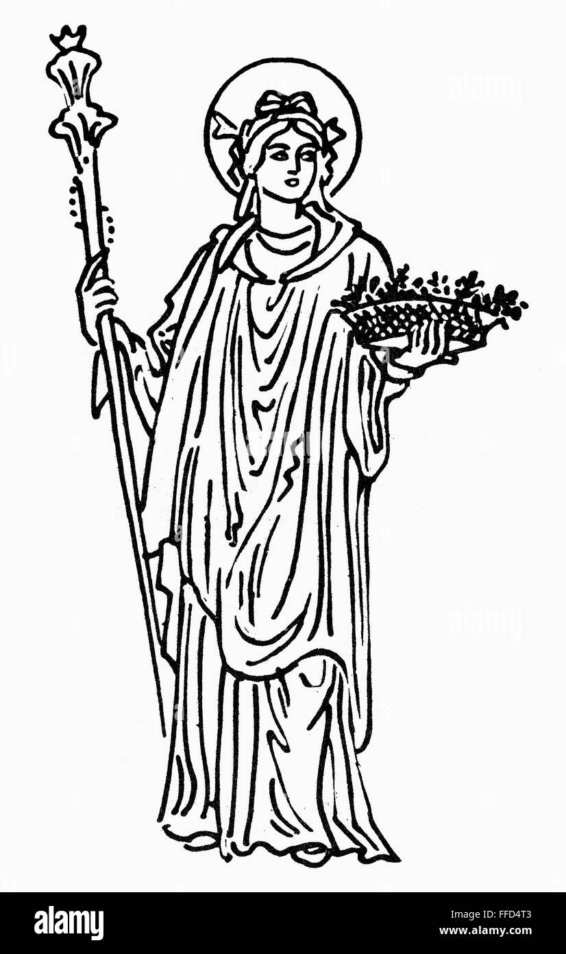 DEMETER/CERES. /nGreek and Roman god of harvest. Line drawing Stock ...