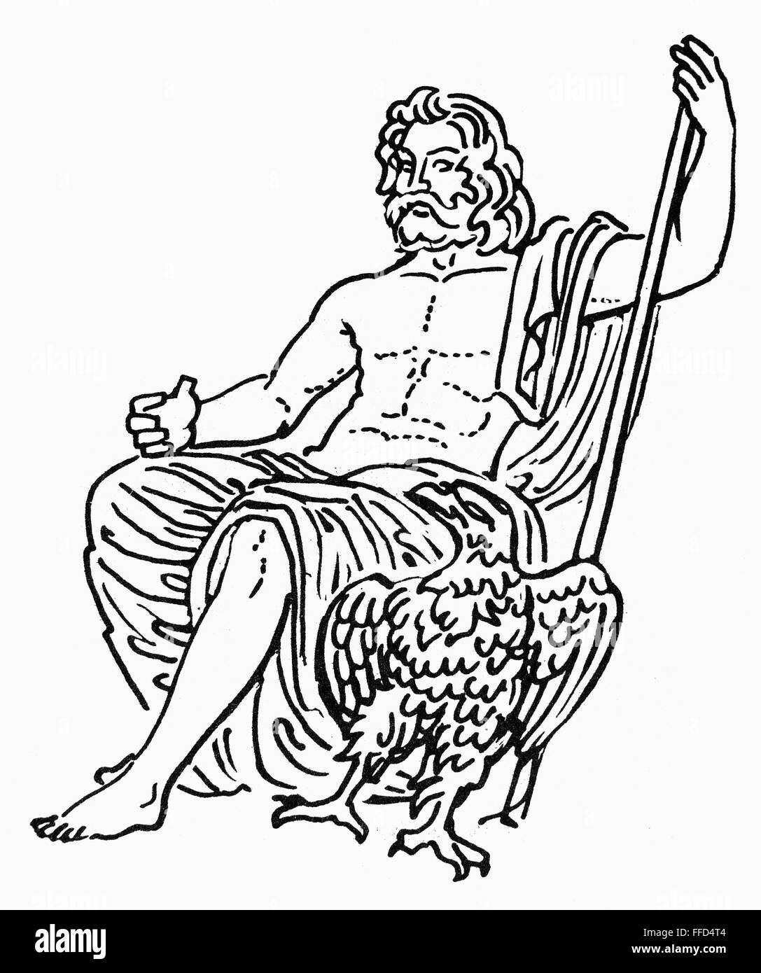 ZEUS/JUPITER. /nGreek and Roman supreme ruler of the gods. Line drawing ...