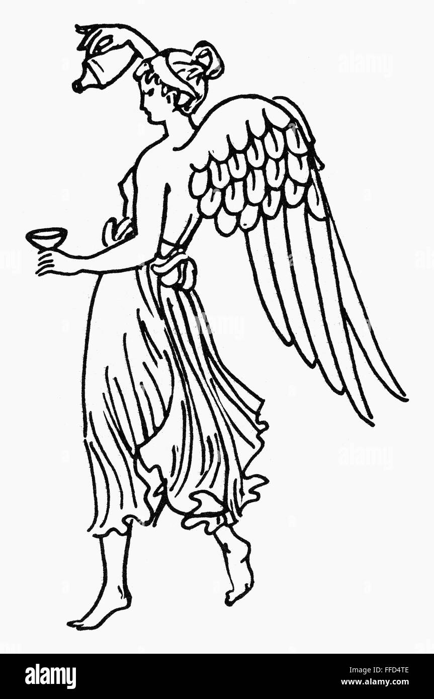 HEBE/JUVENTAS. /nGreek and Roman goddess of youth. Line drawing Stock ...