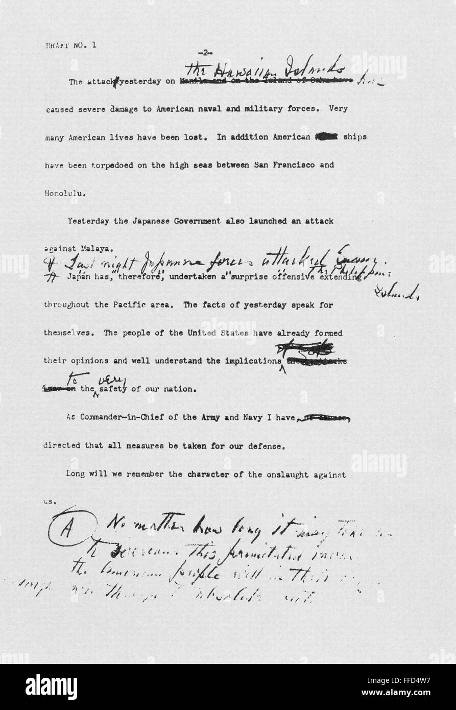 ROOSEVELT SPEECH, 1941. /nPage two of the first typed draft of ...