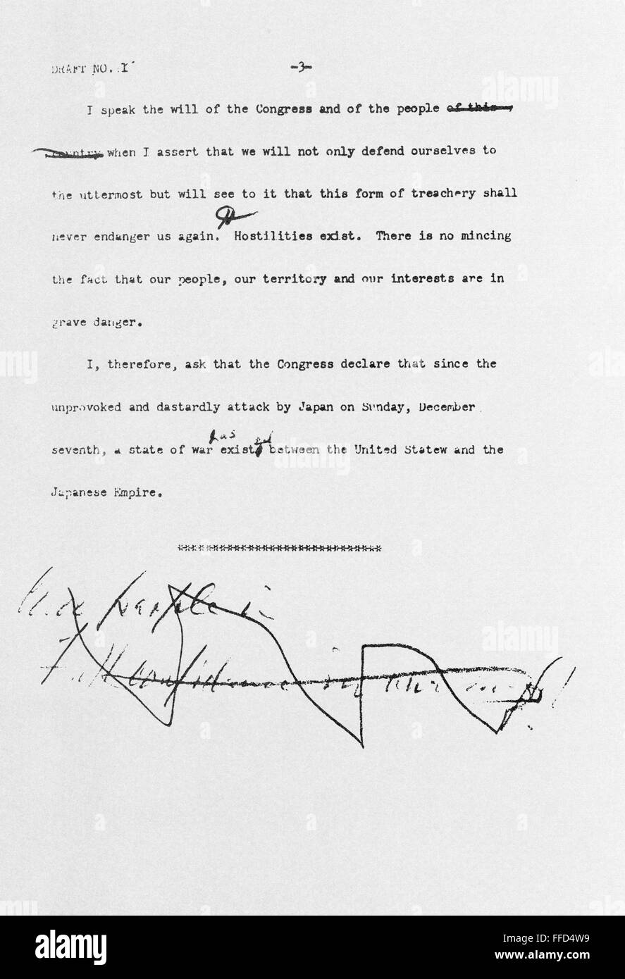 ROOSEVELT SPEECH, 1941. /nPage three of the first typed draft of ...