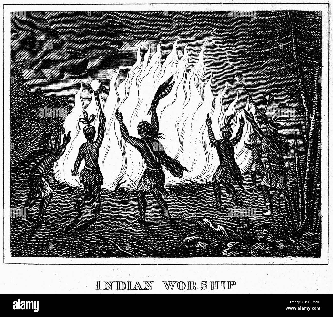 NATIVE AMERICAN WORSHIP, c1650. /nReligious ceremony among New England ...