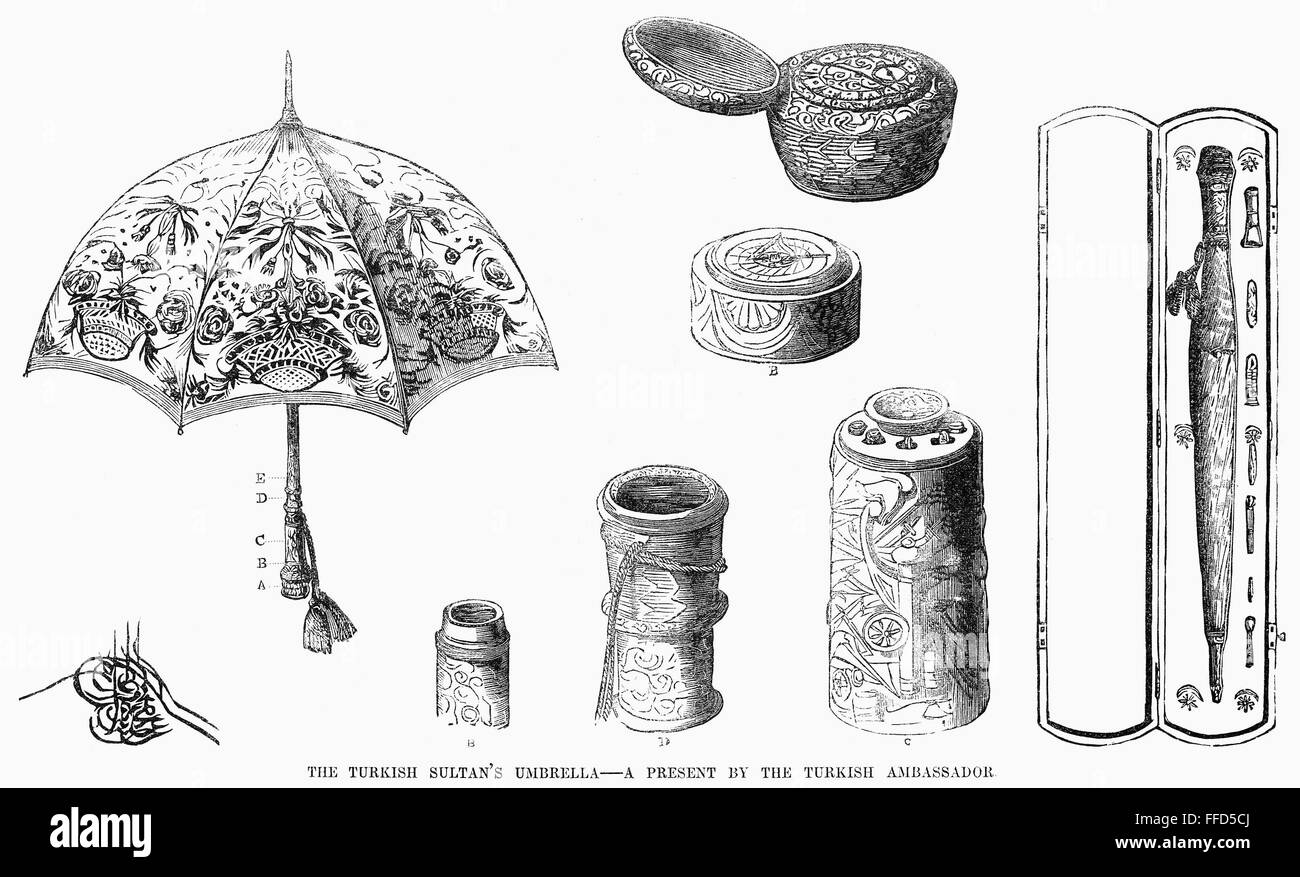 TURKEY: UMBRELLA, 1854. /nThe Turkish sultan's umbrella. Wood engraving ...