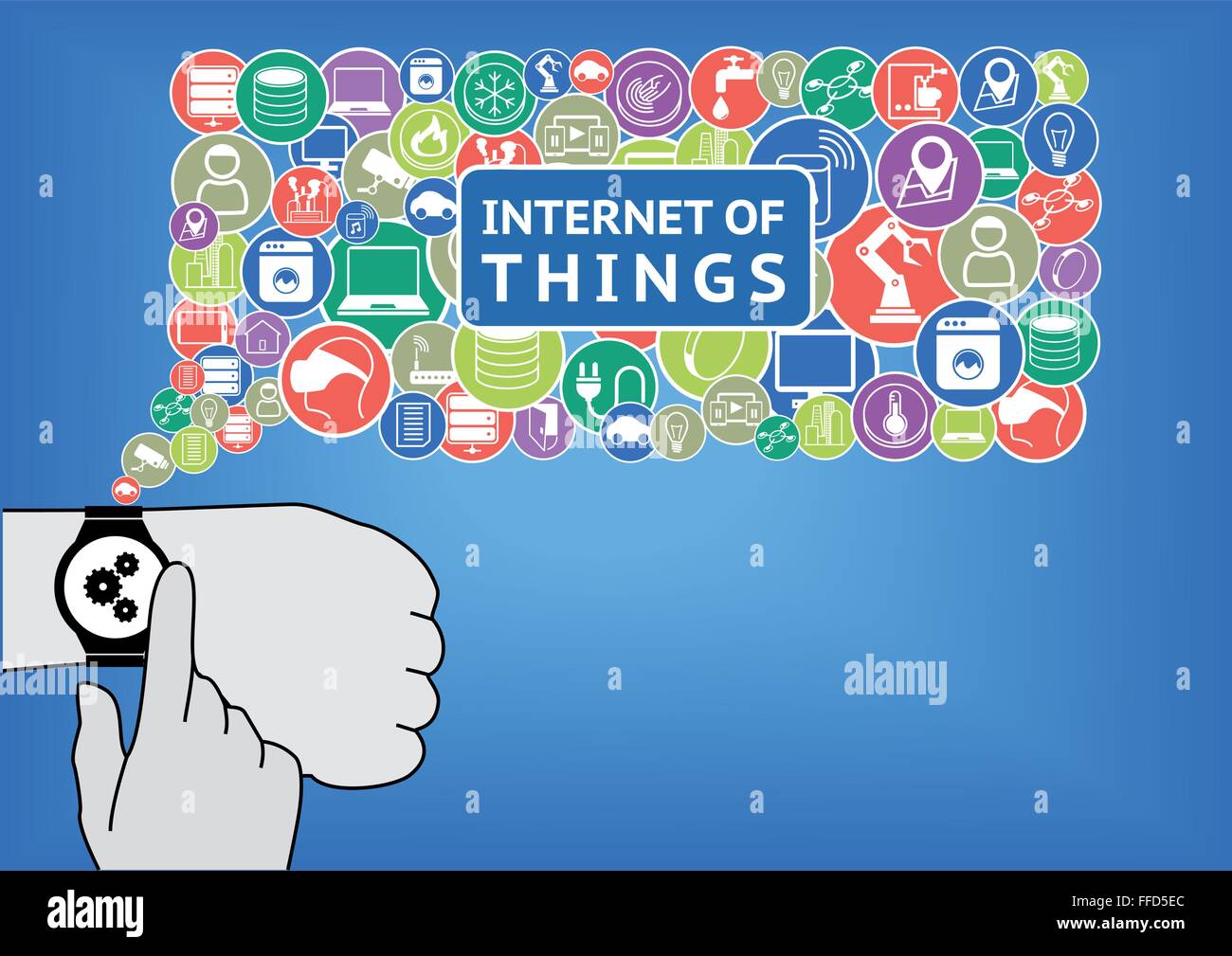 Internet of things vector illustration with flat design. Finger is ...