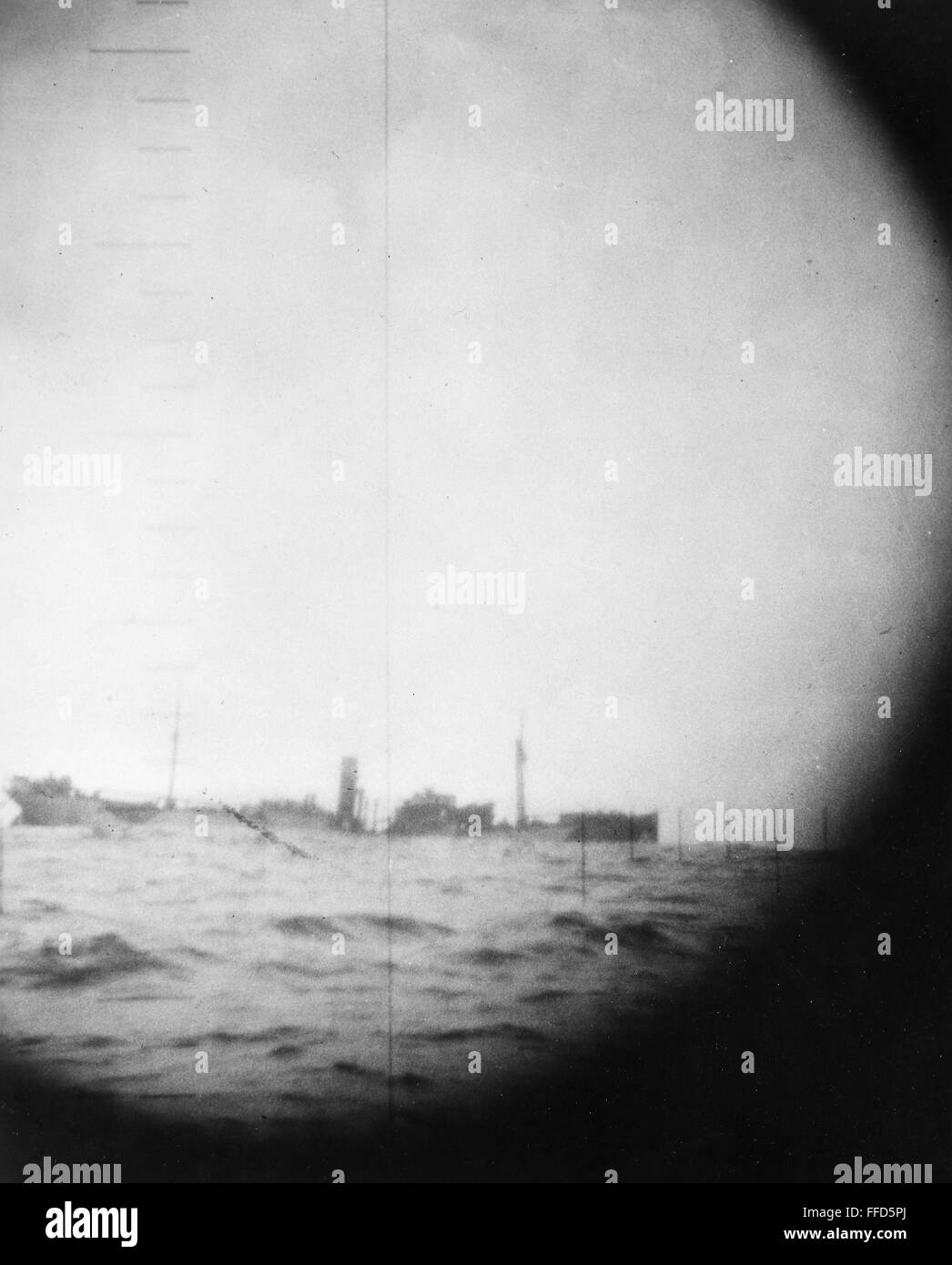 WORLD WAR II: SUBMARINE. /nA Japanese merchant ship sinking following ...