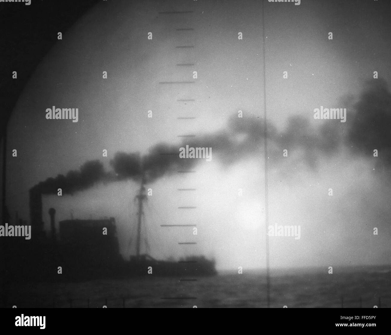WORLD WAR II: SUBMARINE. /nA Japanese merchant ship sinking following ...