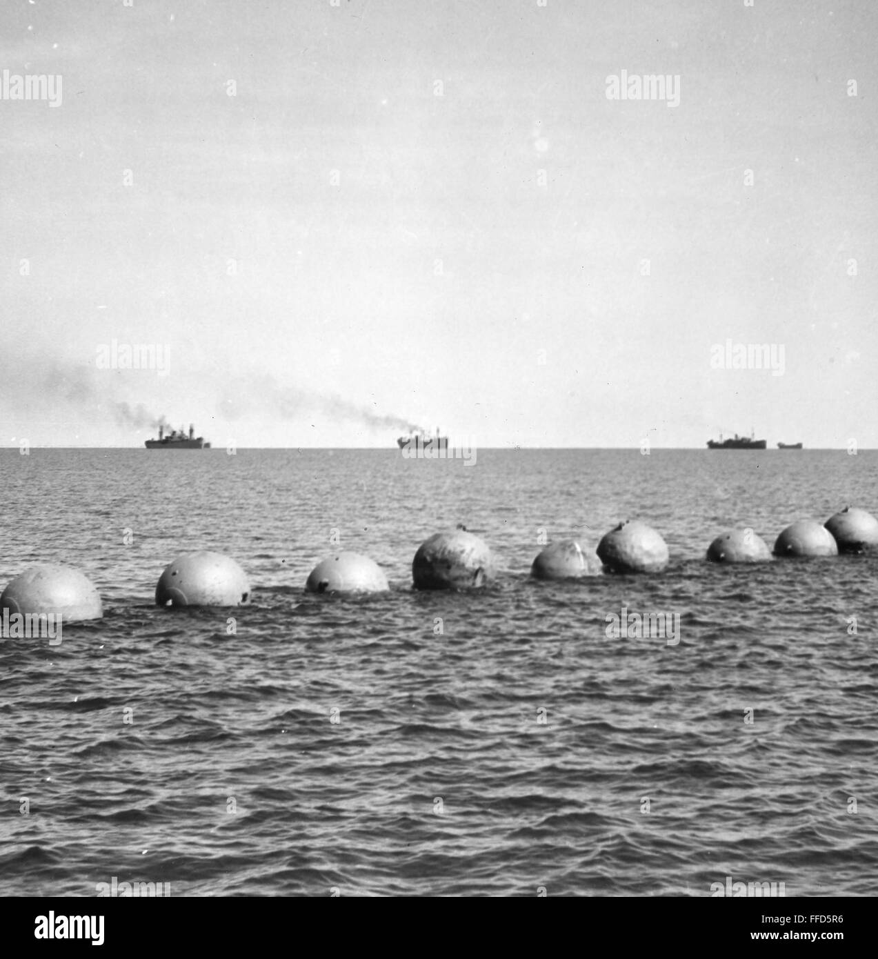 WORLD WAR II: TORPEDO NET. /nSection of a U.S. Navy anti-torpedo net ...