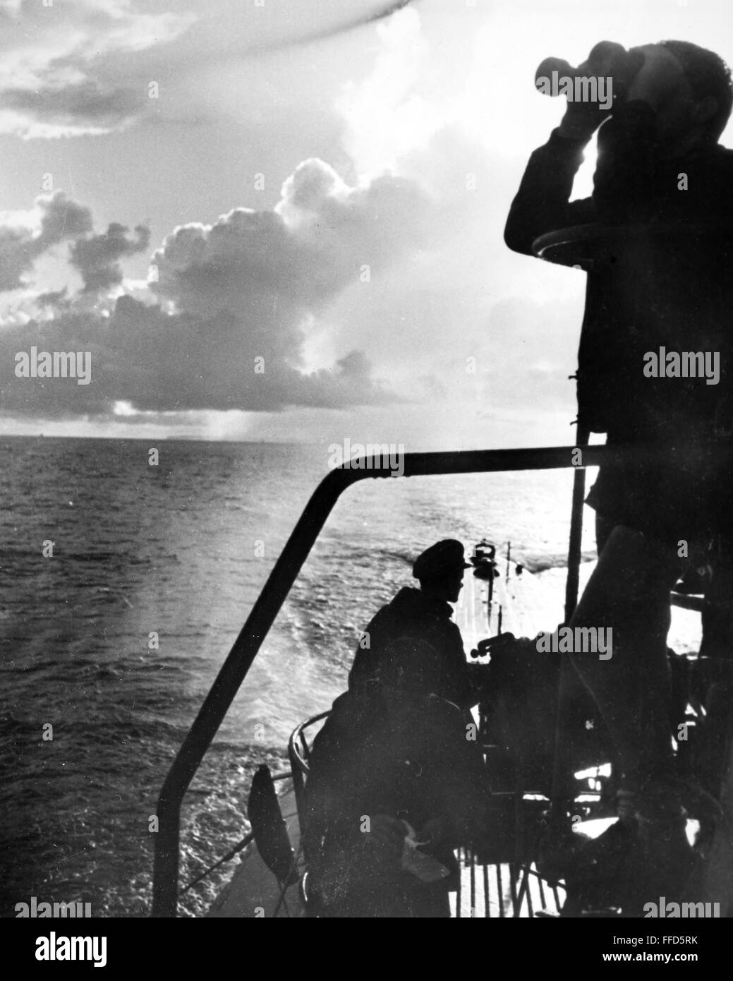 SUBMARINE: DECK WATCH. /nDeck watch aboard a U.S. submarine, 1952 Stock ...