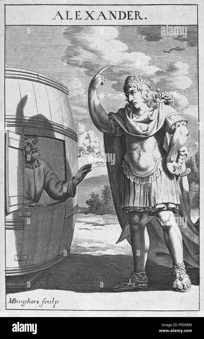 DIOGENES & ALEXANDER. /nThe Greek philosopher Diogenes, in his tub at ...