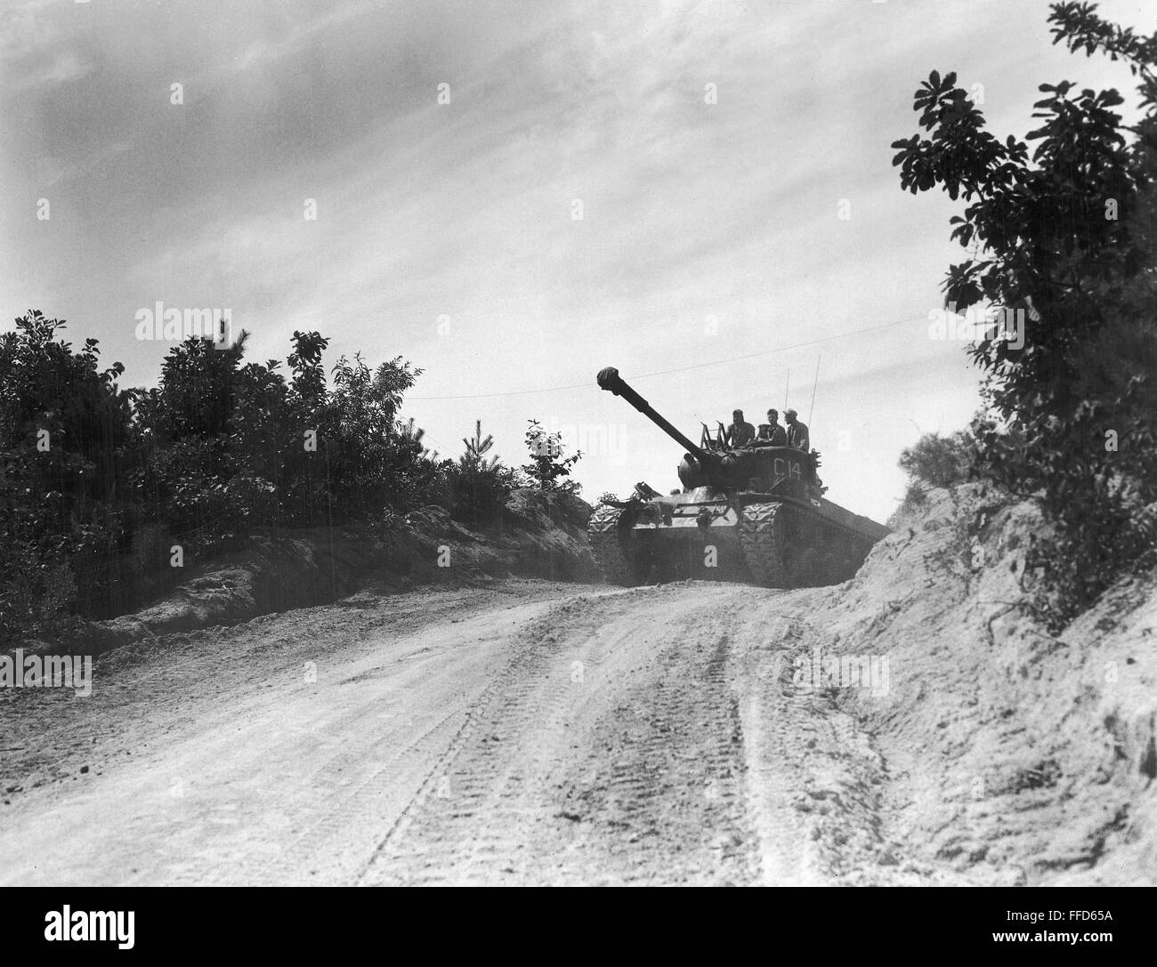KOREAN WAR: T-46 TANK. /nA U.S. Marine T-46 tank with a 90mm weapon as ...