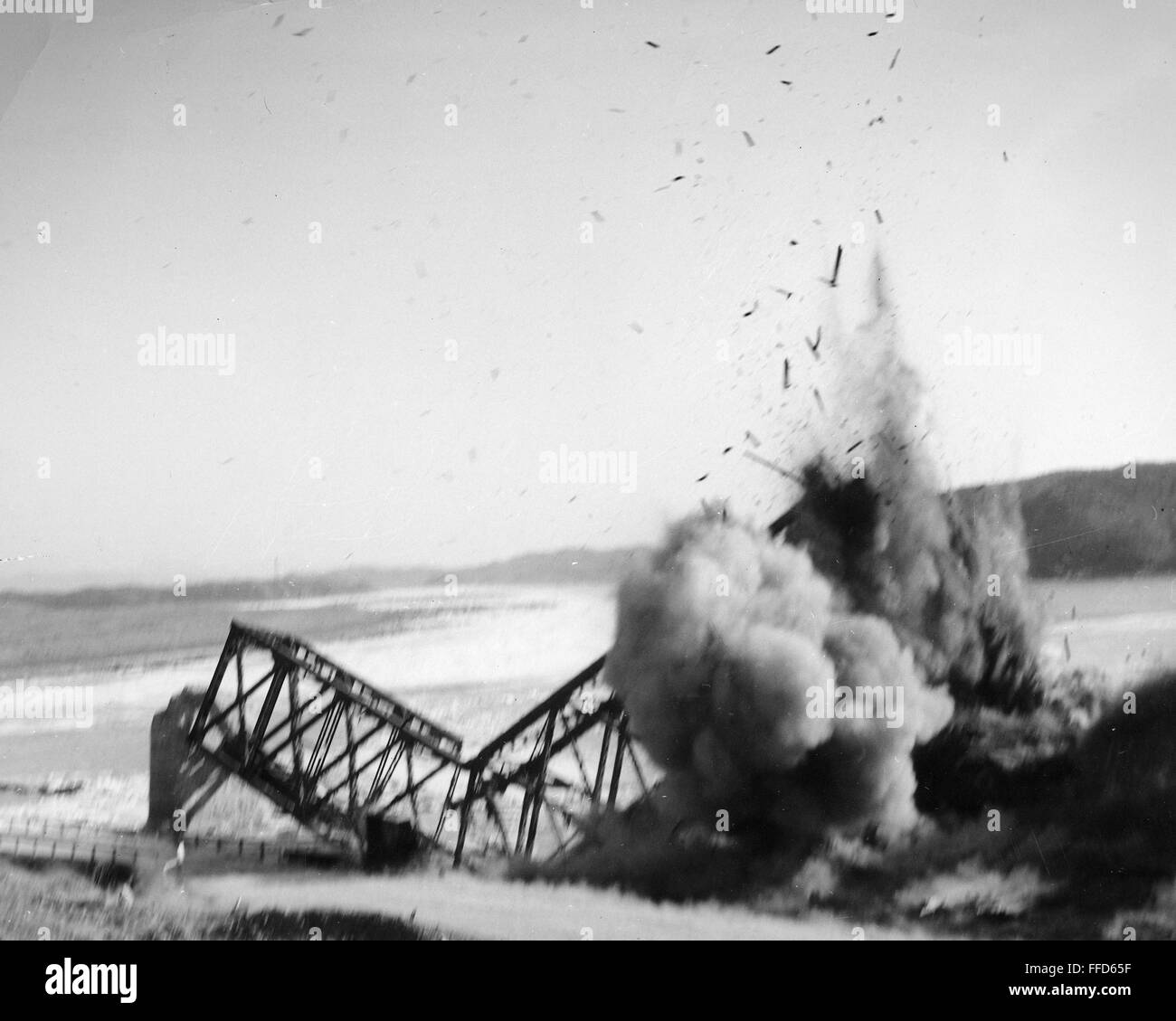 KOREAN WAR: BRIDGE, 1952. /nThe destruction by a U.S. Army demolition ...