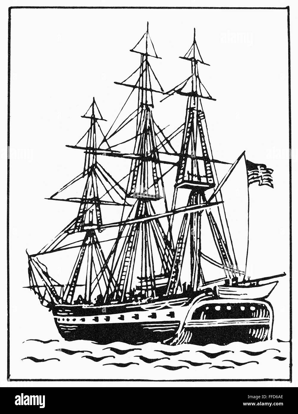 USS CONSTITUTION, 1812. /nThe USS Constitution, a battleship during the ...