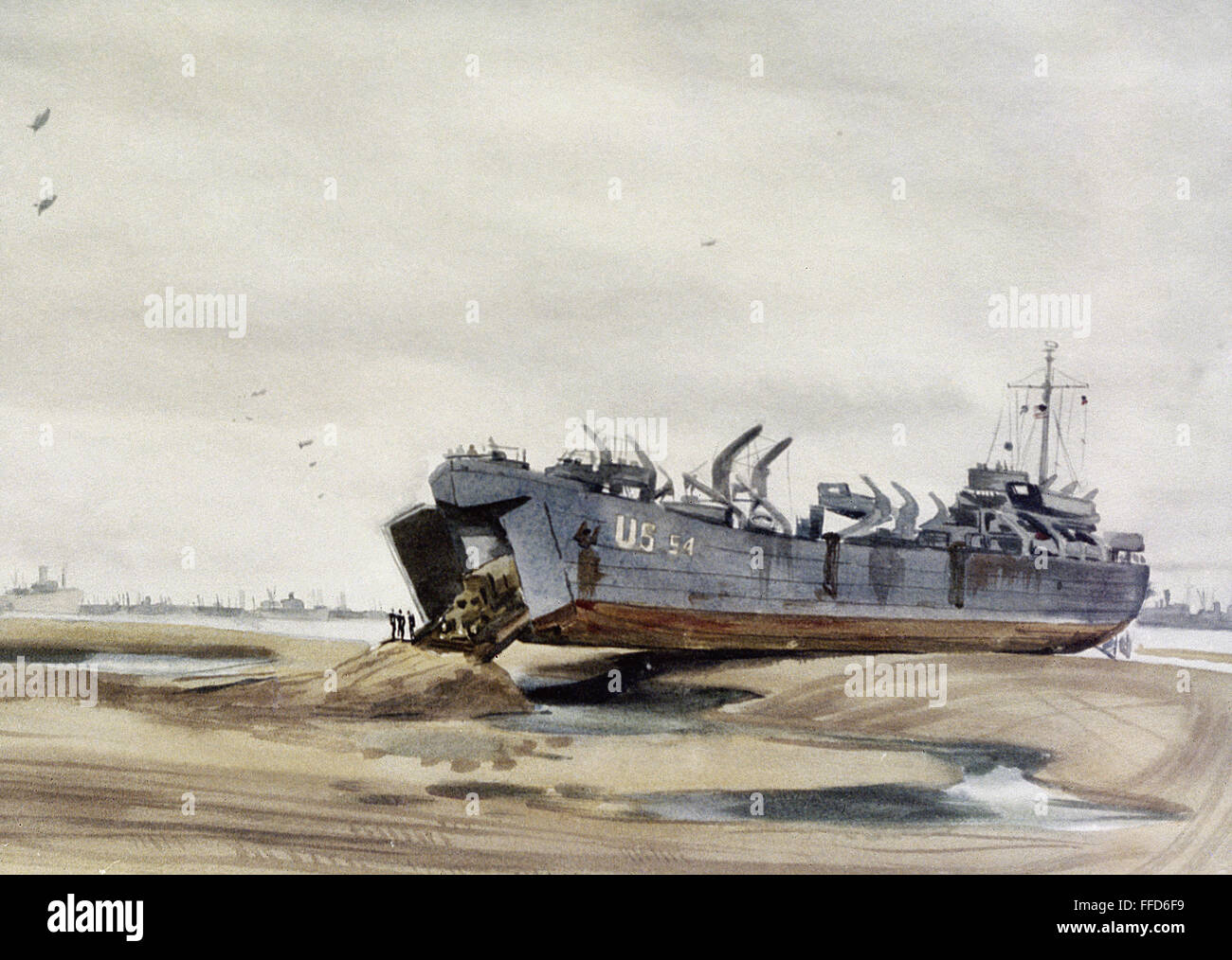 WORLD WAR II: NORMANDY. /n'LST Landing at Normandy' on 6 June 1944 ...