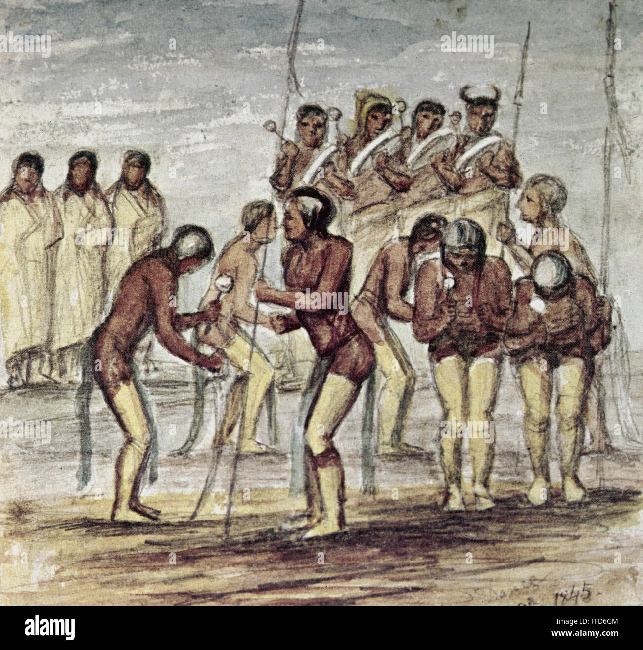 NATIVE AMERICAN DANCE, 1845. /n'Celebrators.' A Native American dance ...