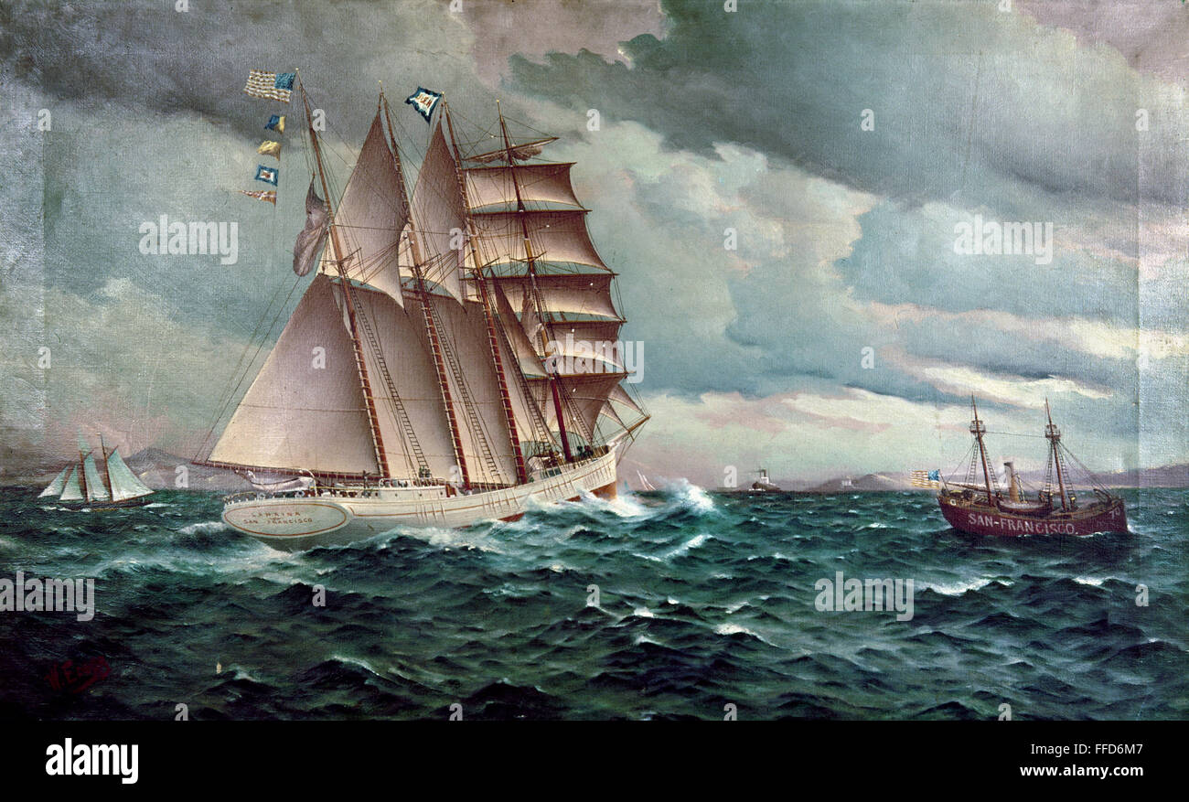 SAN FRANCISCO BAY, c1910. /nThe 'Lahaina' barkentine ship entering the ...