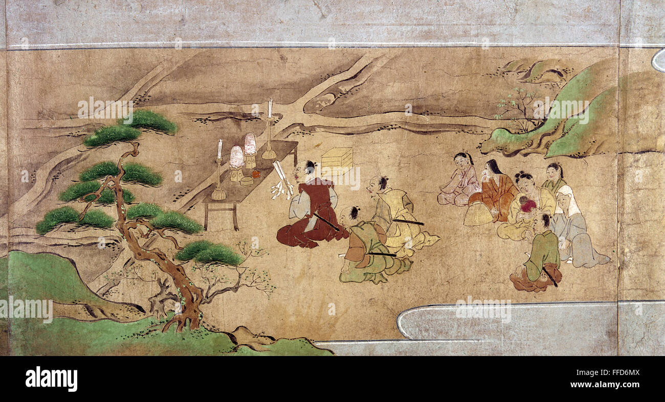 JAPAN: SHINTO RITUAL. /nFertility offerings of boiled rice to Shinto ...