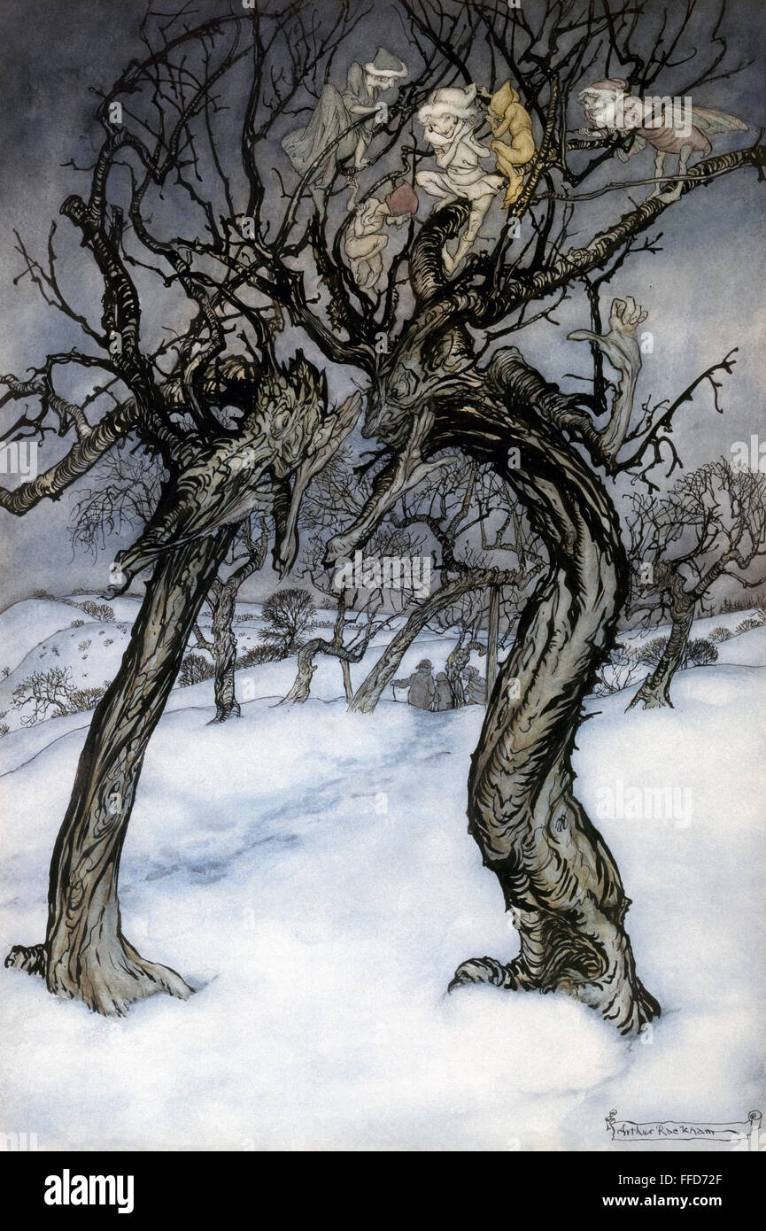 RACKHAM: WHISPER TREES. /nIllustration by Arthur Rackham for 'A Dish of ...