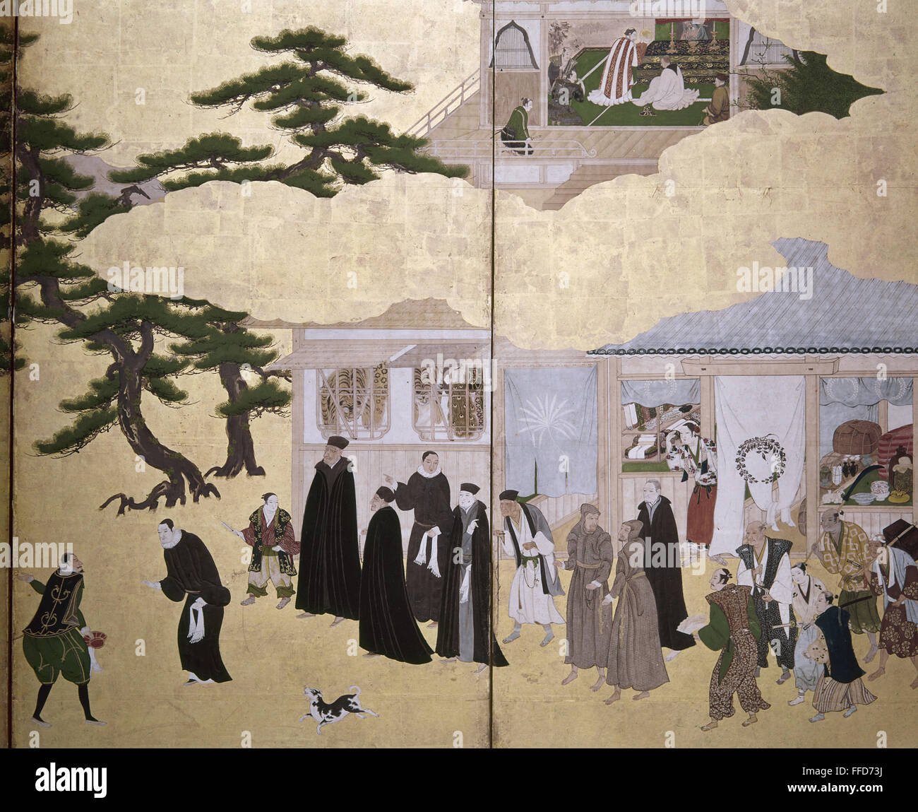 JAPAN: EUROPEANS, c1600. /nAt top, Japanese and Catholic priest pray at ...