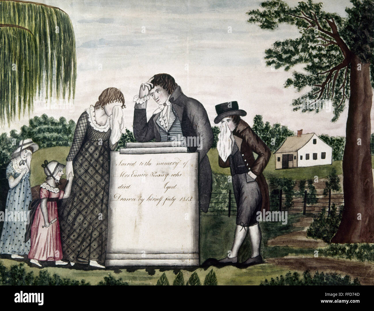 MEMORIAL TO HERSELF, 1816. /nWatercolor by American artist Eunice ...