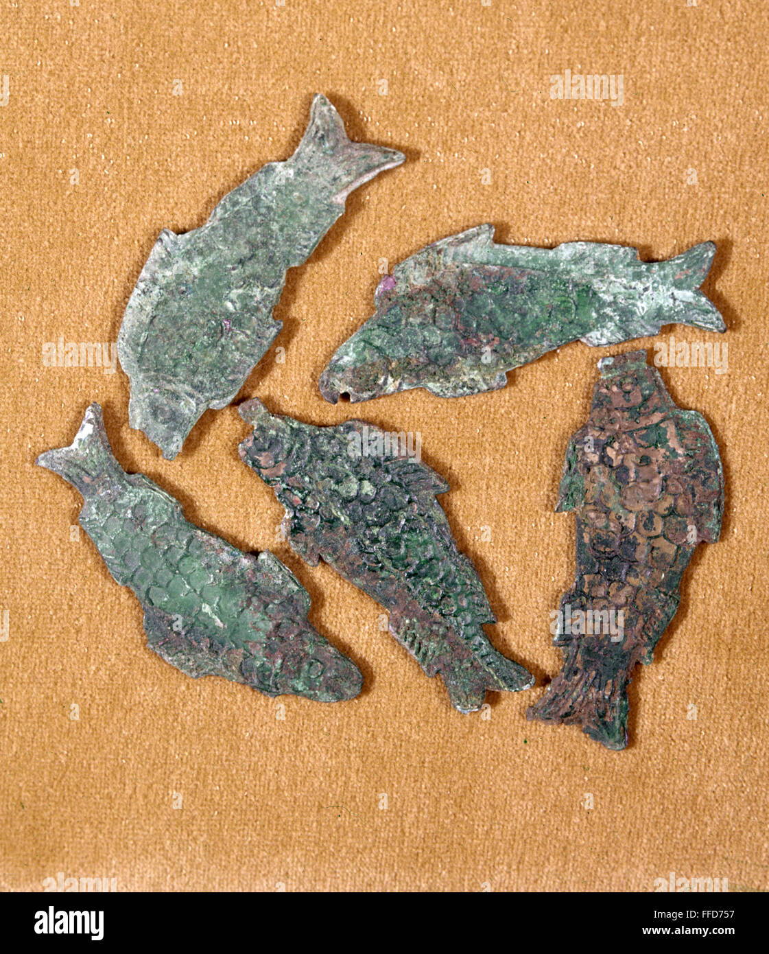 CHINA: BRONZE MONEY. /nBronze fish-shaped money, Chinese, late Chou ...