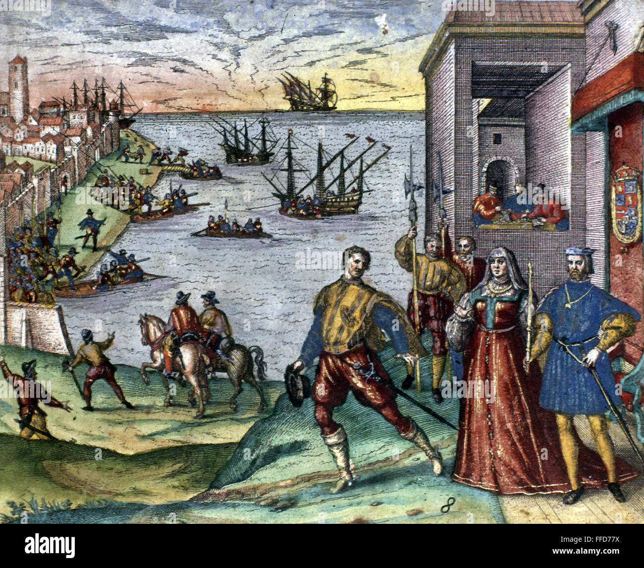 COLUMBUS: DEPARTURE, 1492. /nThe departure of Christopher Columbus from ...