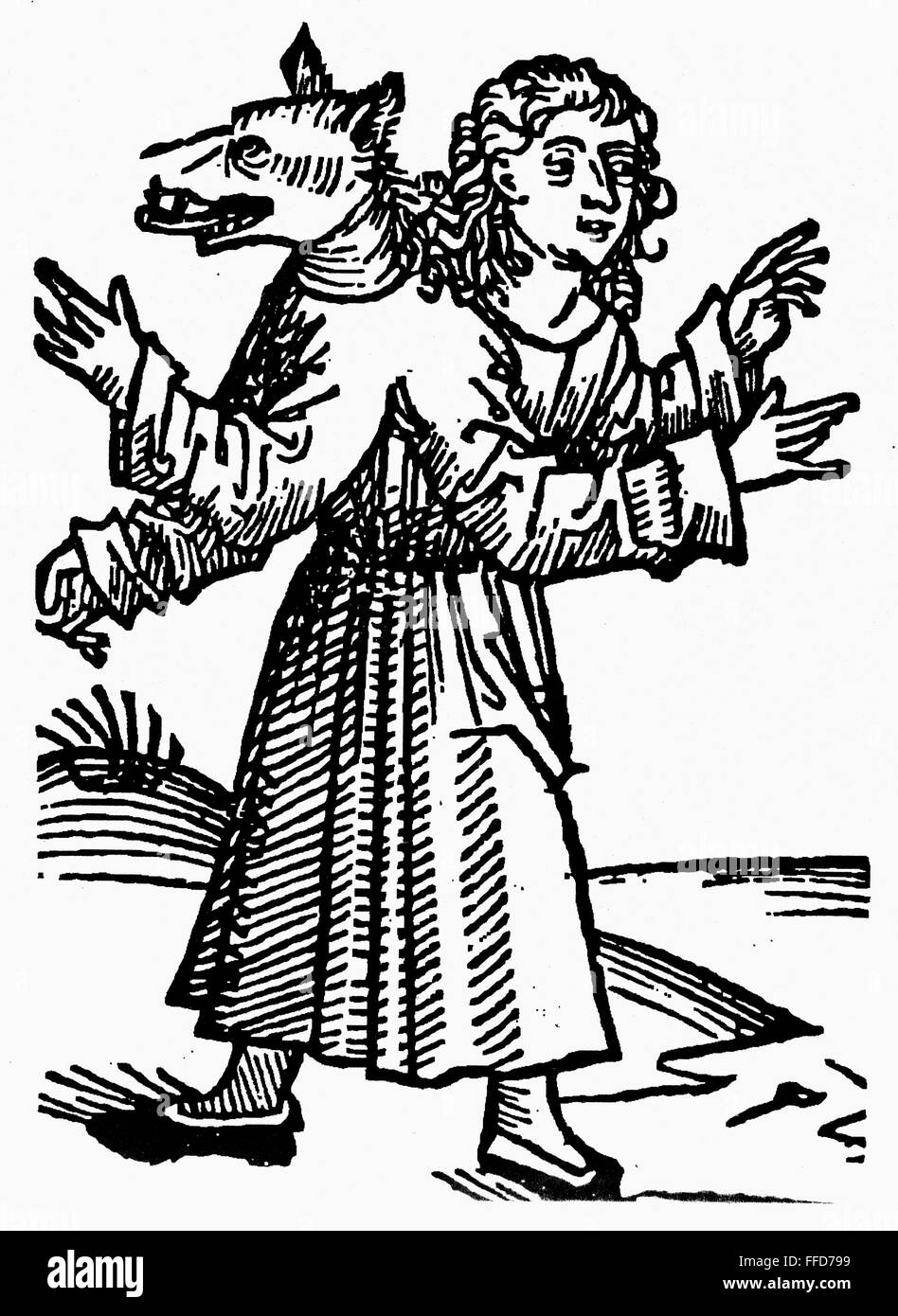 MONSTER, 1493. /nPart-wolf, part-human monster. Woodcut from the ...