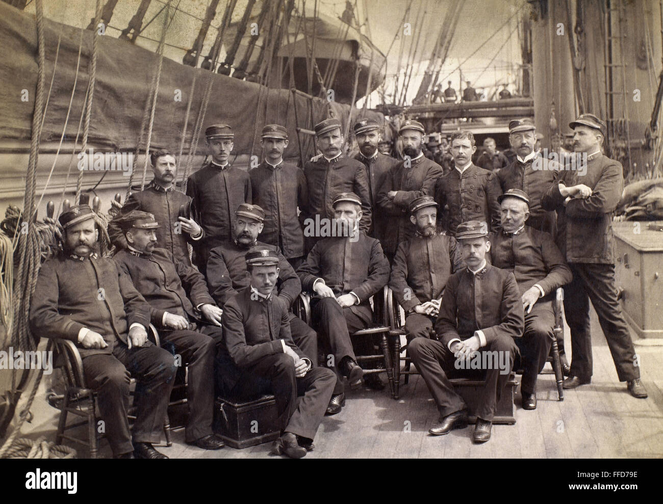 USS MOHICAN, c1885. /nGroup photo of officers of the steam sloop of war ...