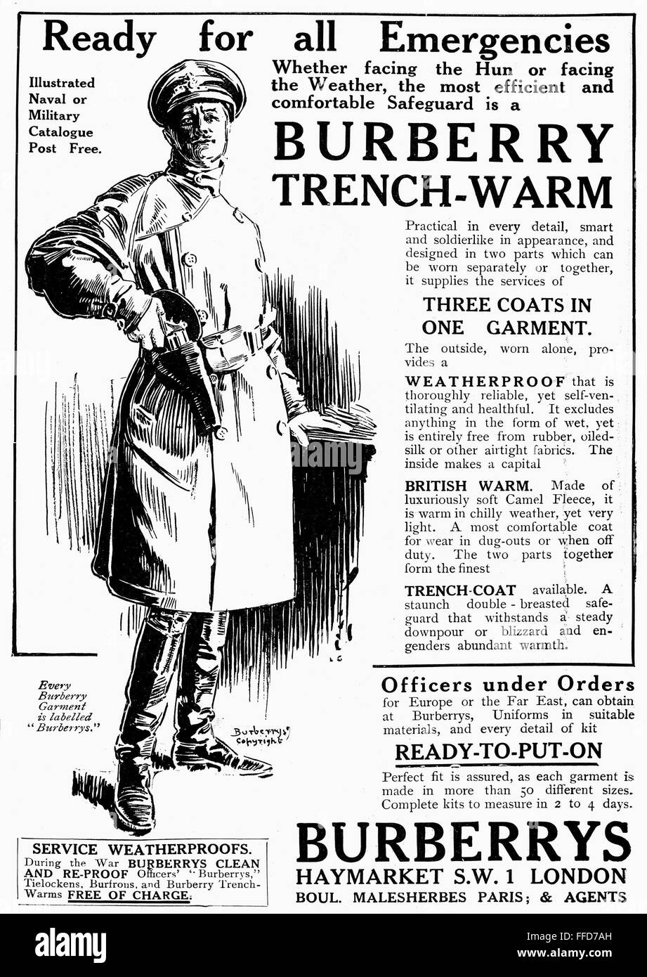 TRENCH COAT, 1917. /nAdvertisement from an English newspaper of ...