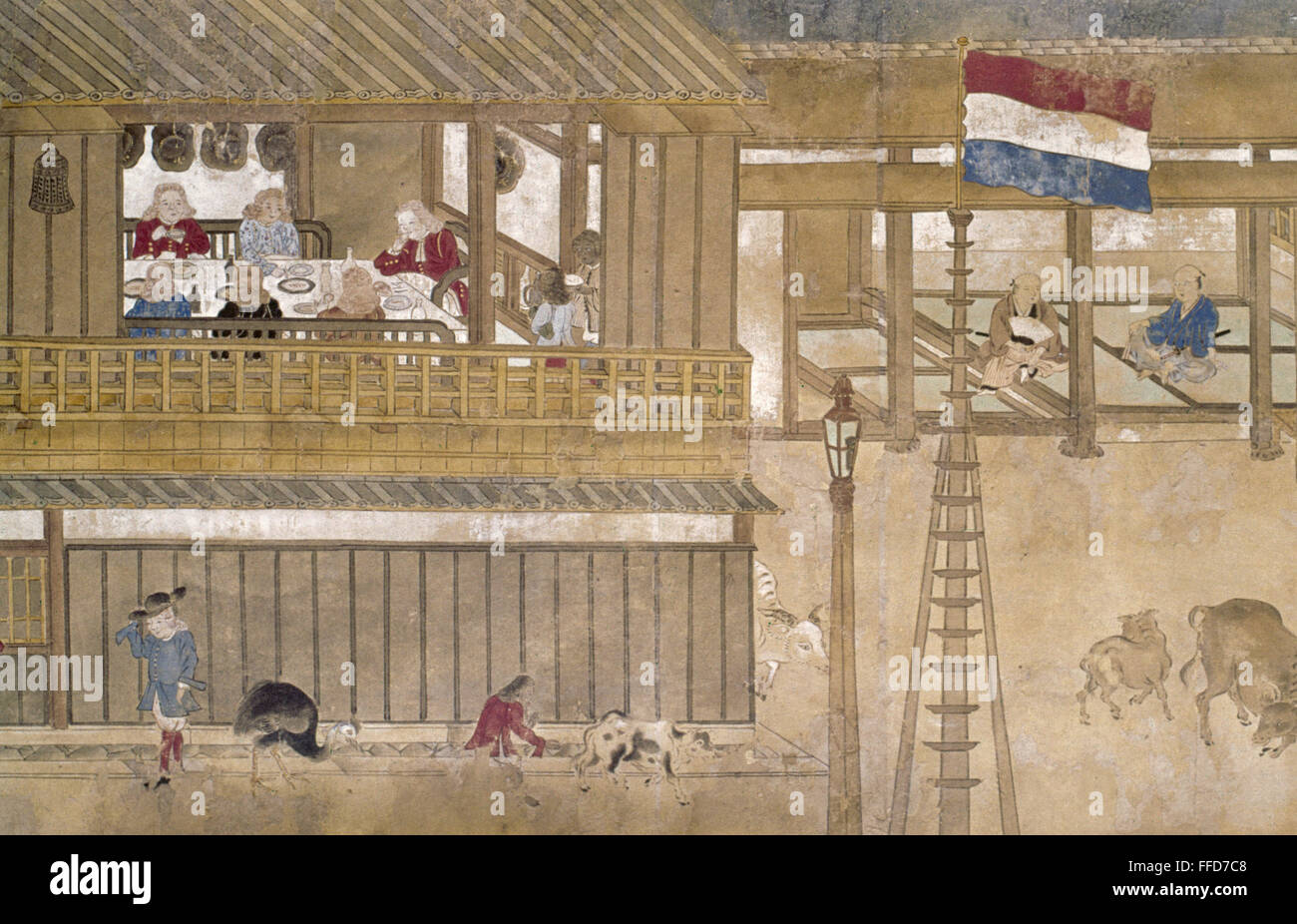 JAPAN: DUTCH TRADERS. /nDutch traders dining in their settlement on the ...