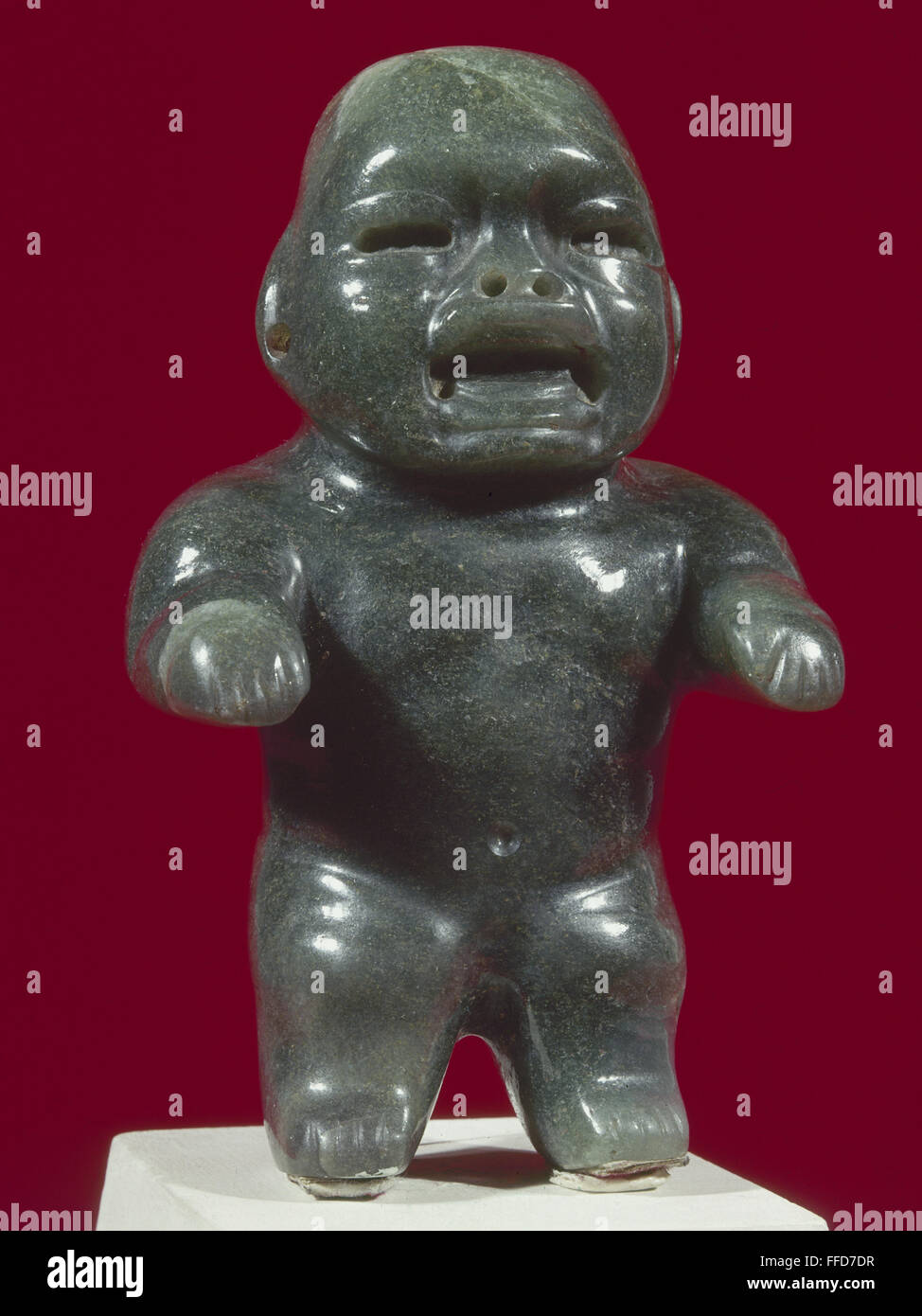 MEXICO: OLMEC FIGURE. /nJade figure of a crying infant or adult. Olmec ...