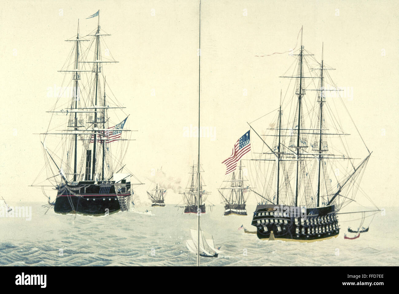 JAPAN: PERRY EXPEDITION. /nTwo of the ships in Commodore Matthew Perry ...