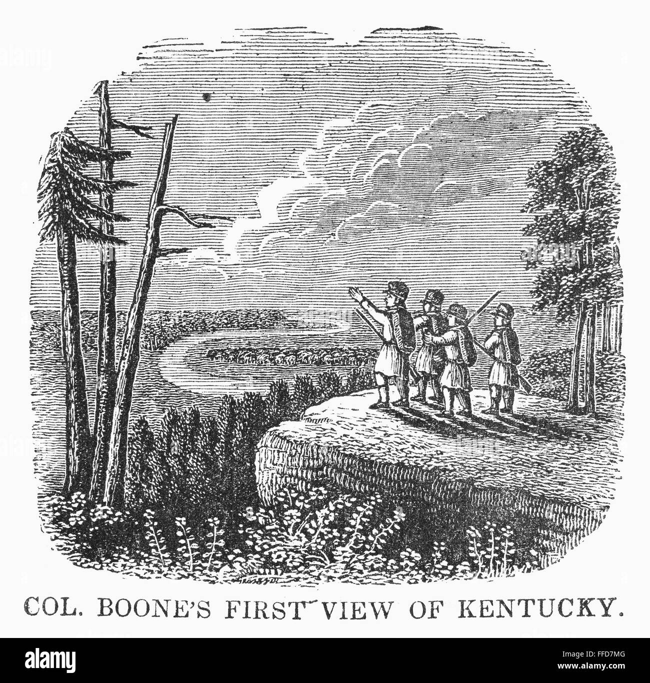 DANIEL BOONE (1734-1820). /nAmerican frontiersman. Boone's first view ...