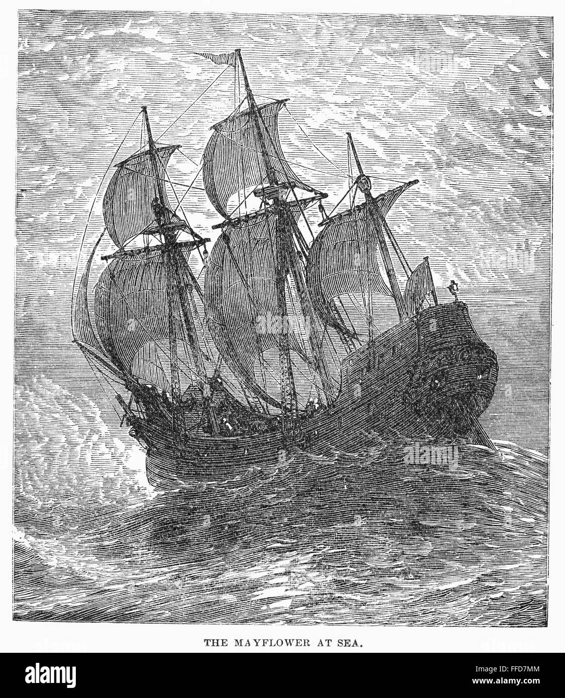 MAYFLOWER AT SEA, 1620. /nThe Mayflower at sea during the Pilgrims ...