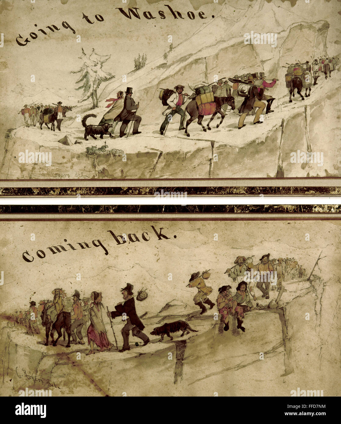 NEVADA: WASHOE, c1860. /n'Going to Washoe - Coming Back.' Wash drawings ...