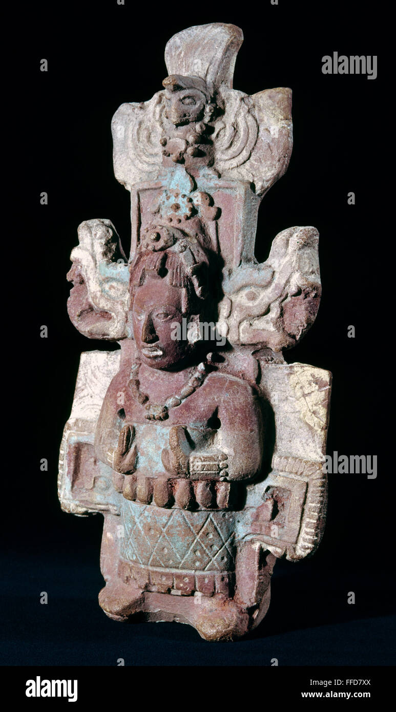 MAYAN GODDESS, 200-900 A.D. /nClassic Mayan painted ceramic goddess ...