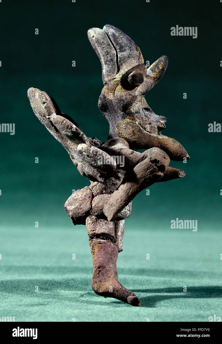 MEXICO: PRIEST OR WARRIOR. /nCeramic figure of a priest or warrior in ...