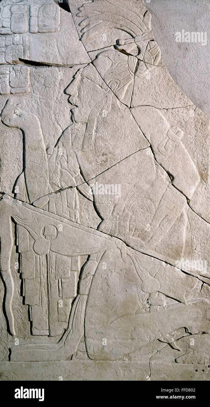 MAYAN SCRIBE, 300-650 A.D. /nMayan scribe kneeling to write. In his ...