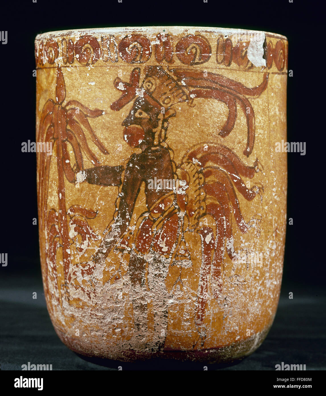 MAYAN VASE, 700-900 A.D. /nPainted ceramic Mayan vase depicting a ...