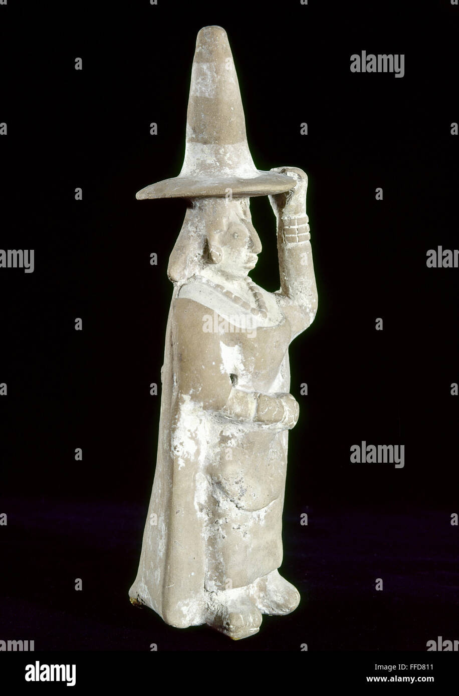 MAYAN WOMAN, 700-900 A.D. /nCeramic figure of an upper-class Mayan ...
