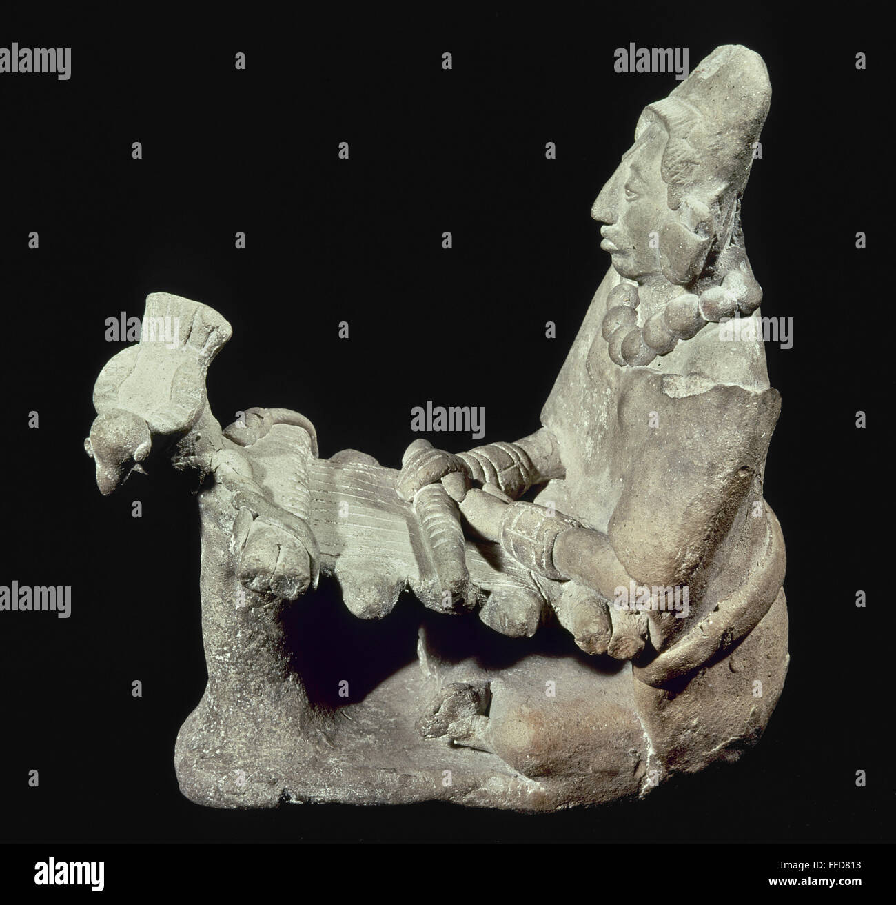 MAYAN WEAVER, 700-900 A.D. /nCeramic figure of a Mayan woman weaving ...