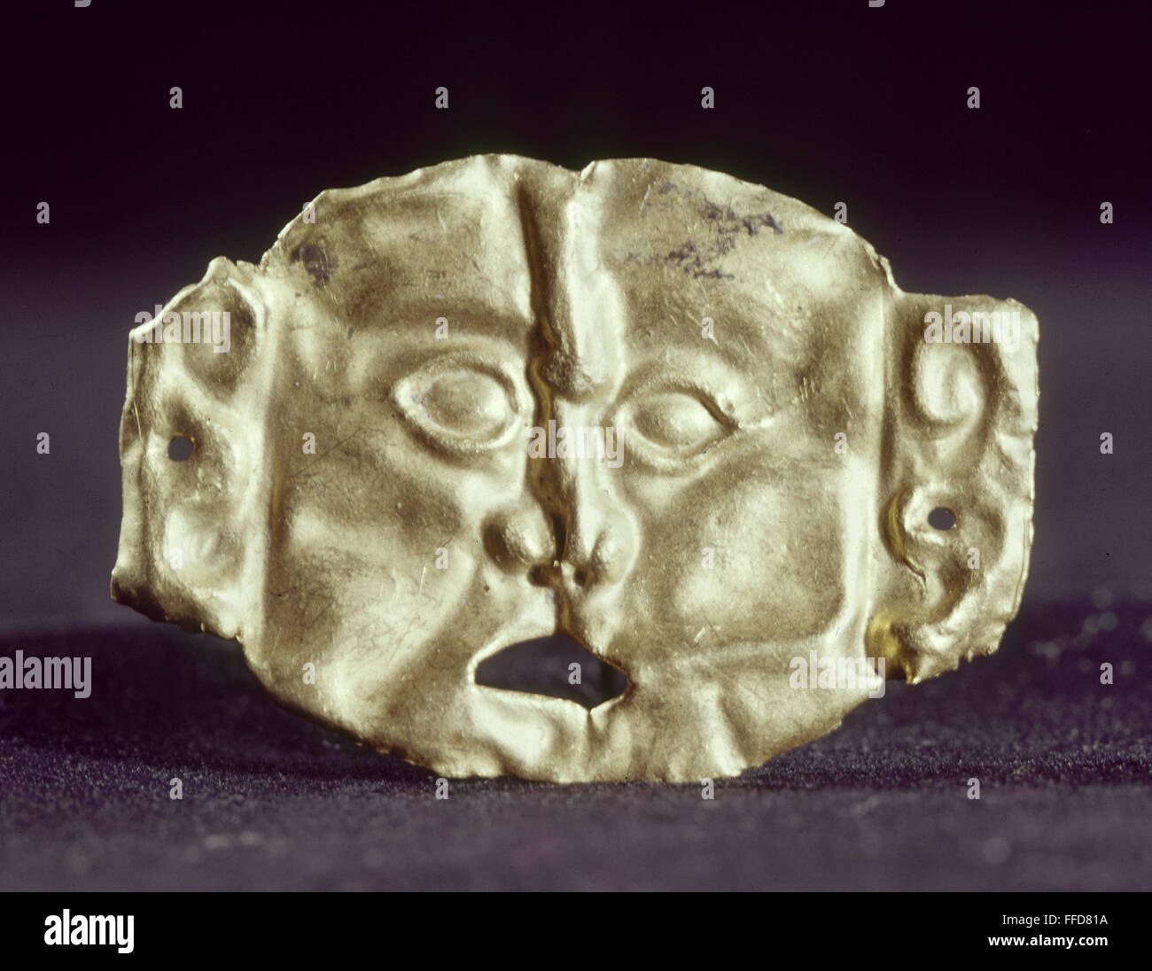 MAYA: GOLD MASK, 900-1250. /nHuman mask crafted from a thin sheet of ...