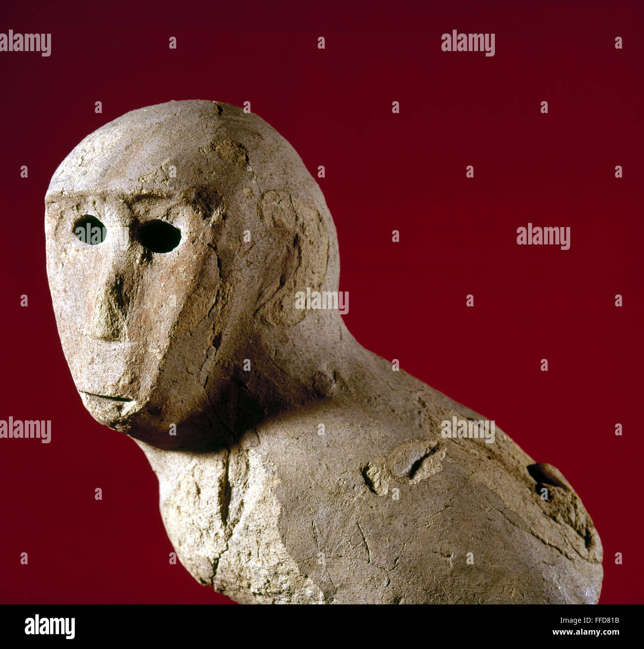 JAPAN: CLAY MONKEY. /nClay haniwa figure of a monkey. Japanese, middle ...