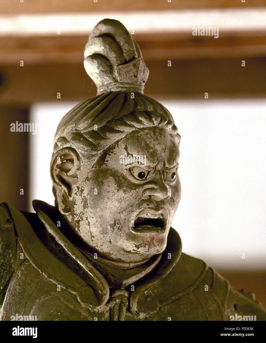 JAPAN: WARRIOR STATUE. /nStatue of a warrior demigod, his face ...