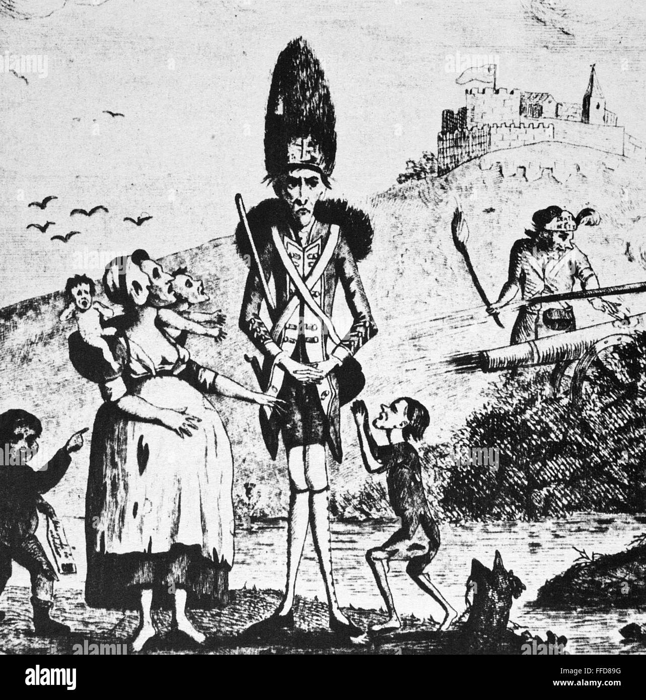 ANTI-WAR CARTOON, 1775. /nEnglish anti-war cartoon, 1775, showing a ...