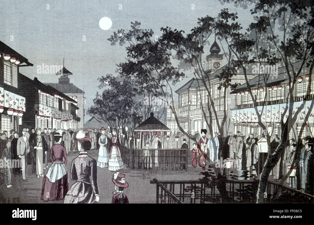 TOKYO: STREET SCENE, 1889. /nJapanese and foreigners stroll through the ...