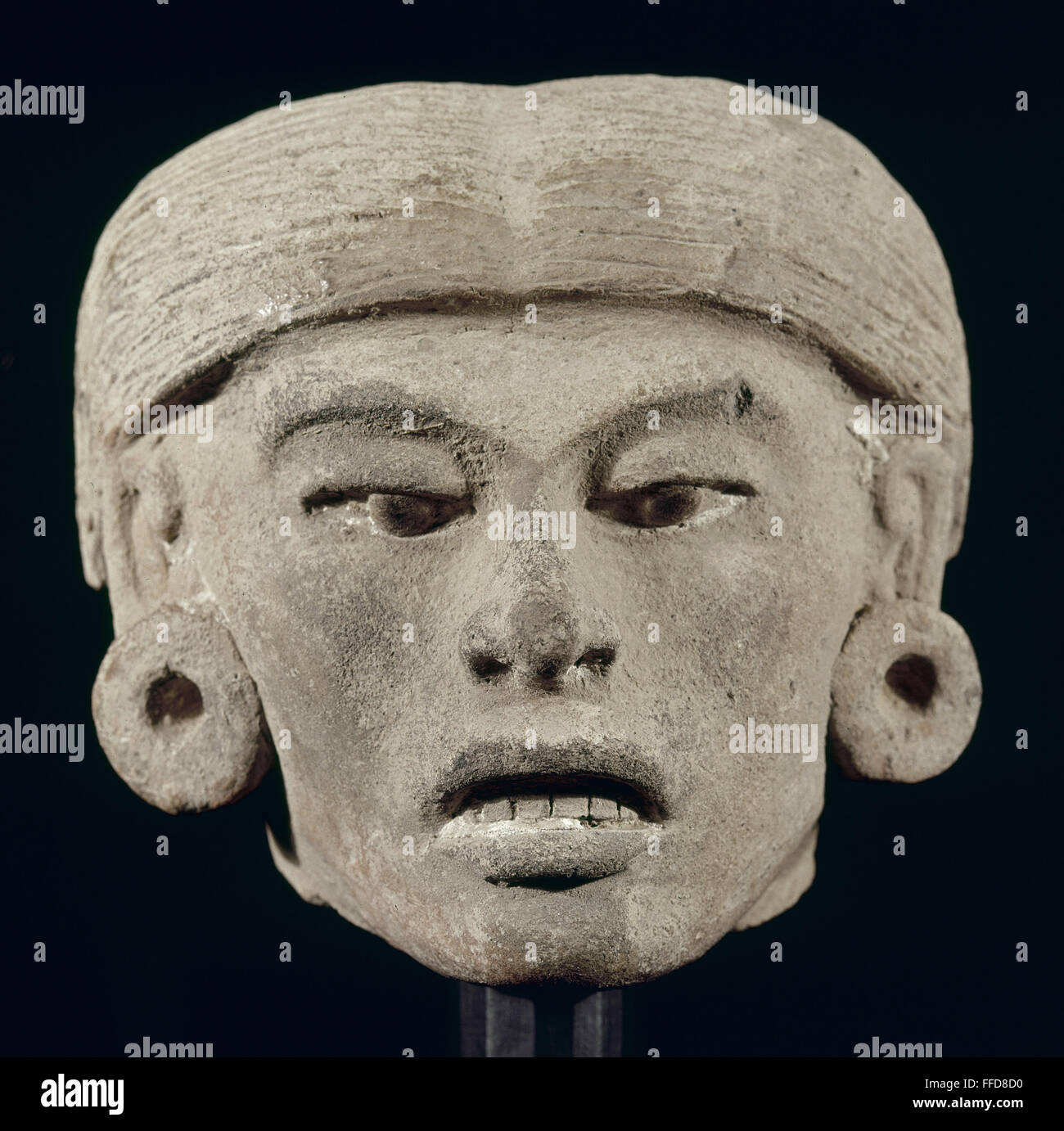 MEXICO: TOTONAC HEAD. /nCeramic head created by the Totonac culture of ...