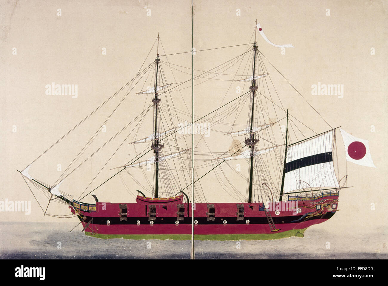 JAPAN: WARSHIP, 1854. /nWoodblock print, 1854 Stock Photo - Alamy